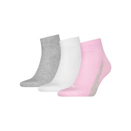 Puma Damen Kurzsocken "Puma UNISEX LIFESTYLE QUARTER 3P", Gr. 39, rosa, Baumwolle, Baumwollmischung, Elasthan, Socken, mit kurzem geripptem Schaft