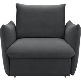 Sessel, B:120cm H:100cm T:97cm, grau, LOOKS by Wolfgang Joop, 92% Polyester, 8% Nylon, Wohnzimmer, Sessel, "LOOKS XII Schlafsesel, Schlaffunktion",