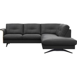 Ecksofa FLEXLUX, B:236cm H:81cm T:224cm, schwarz, 100% Echteder, Wohnzimmer, Sofas, "Glow, super bequem durch hochwertigem Sitzaufbau mit Federkern,