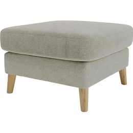 Polsterhocker Home Affaire, B:70cm H:47cm T:70cm, beige, 68% Polypropylene, 32% Polyester, Hocker, "MARSEILLE", Massivholzbeine Eiche, Landhausstil,