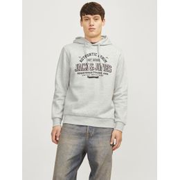 Jack & Jones JACK & JONES Herren Kapuzensweatshirt "JJELOGO SWEAT HOOD 2 COL 24/25 NOOS", grau, Gr. S, bedruckt, angeraute Sweatware, Obermaterial: 70% Baumwolle,
