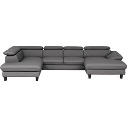 Wohnlandschaft Home Affaire, B:331cm T:108cm, grau, Sofas, "Pilot U-Form", mit Kopfteilverstellung, wahlweise mit Bettfunktion & Bettkasten