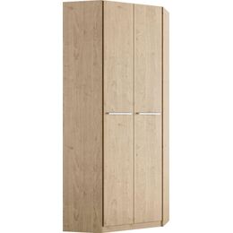 Eckkleiderschrank Priess, B:78cm H:193cm T:78cm, braun, Holzwerkstoff, Schr&auml;nke, "Barcelona Kleiderschrank Eckl&ouml;sung Raumwunder", in 2 Tiefen Schrank