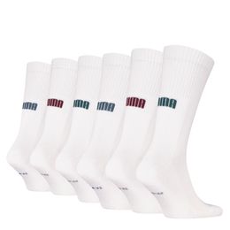 Puma Herren Socken "Puma UNISEX CUSHIONED NEXT CREW 6P ECOM", Gr. 35, wei&szlig;, Baumwollmischung, Socken, mit Logoschriftzug an der R&uuml;ckseite