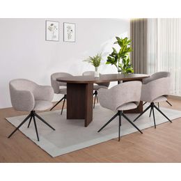 OTTO HOME Damen Esstisch "Callii", B/H/T: 200cm x 76cm x 100cm, braun, B:200cm H:76cm T:100cm, Tische, Oval, feste Tischplatte in edler Holzoptik,