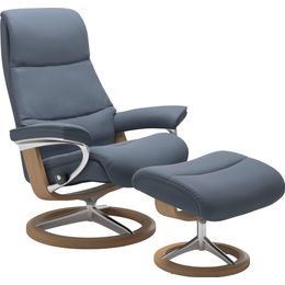Fu&szlig;hocker stressless, B:57cm H:43cm T:47cm, blau, Leder BATICK: BATICK ist ein leicht korrigiertes, durchgef&auml;rbtes und genarbtes M&ouml;belleder, bei dem