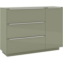 Sideboard, B:137cm H:102cm T:42cmolivgr&uuml;n matt lack, glas olivgr&uuml;n glanz, SET ONE BY Musterring, Glas, Holzwerkstoff, Wohnzimmer, Sideboards, "Reno",
