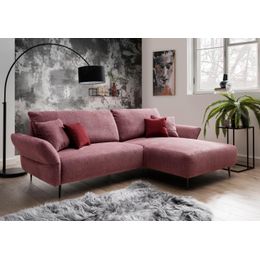 Ecksofa Home Affaire, B:286cm H:96cm T:178cm, lila, 100% Polyester, Wohnzimmer, Sofas, "Amarena L-Form", inklusive Armlehnenverstellfunktion, 4x