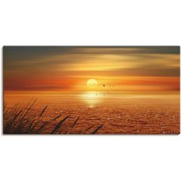 Wandbild Artland, B:150cm H:75cm, orange, Leinwand, Wohnzimmer, Bilder, "Sonnenuntergang &uuml;ber dem Meer", als Leinwandbild, Poster in verschied. Gr&ouml;&szlig;en
