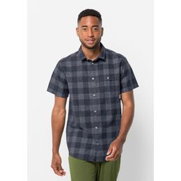 Jack Wolfskin Herren Funktionshemd "HIGHLANDS SHIRT M", blau, Gr. M, OBERSTOFF: 55% HANF, 45% BAUMWOLLE, Hemden