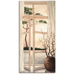 Wandbild Artland, B:20cm H:40cm, beige, Wohnzimmer, Bilder, "Fensterbild Toskanischer Sonnenuntergang", als Alubild, Leinwandbild, Poster in