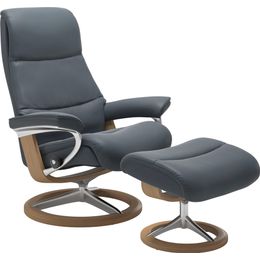Fu&szlig;hocker stressless, B:57cm H:43cm T:47cm, blau, Leder BATICK: BATICK ist ein leicht korrigiertes, durchgef&auml;rbtes und genarbtes M&ouml;belleder, bei dem