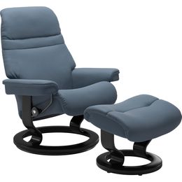 Fu&szlig;hocker stressless, B:57cm H:39cm T:40cm, blau, Leder BATICK: BATICK ist ein leicht korrigiertes, durchgef&auml;rbtes und genarbtes M&ouml;belleder, bei dem