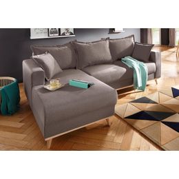 Ecksofa Home Affaire, B:228cm H:83cm T:151cm, braun, Webstoff (100% Polyester);Baumwollmix (50% Baumwolle, 50% Polyester);Baumwollmix (50% Baumwolle,