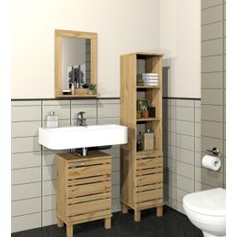Badspiegel Home Affaire, B:40cm H:60cm T:11,6cm, braun, Massivholz, Spiegel, "JOSIE", aus Massivholz, 40x60 cm, aus Massivholz, mit Ablage