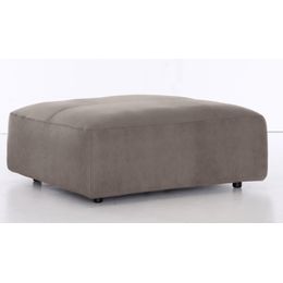 Hocker Musterring, B:120cm H:43cm T:120cm, braun, Flachgewebe VALMONT (60% Baumwolle/40% Leinen);Leder PURO, pigmentiertes Leder;Microfaser CRONA