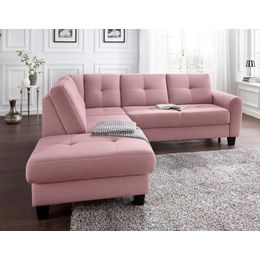 Sit & More Ecksofa SIT & MORE, B:240cm H:91cm T:214cm, rosa, Luxus-Microfaser (100% Polyester)IStruktur fein (100% Polyester)IFlachgewebe (95% Polyester, 5%