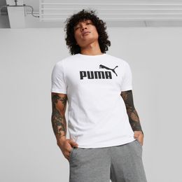Puma Damen T-Shirt "ESS LOGO TEE", wei&szlig;, Gr. M, bedruckt, Jersey, Obermaterial: 100% Baumwolle, Shirts, sportlicher Stil, Kurzarmdesign, aus Baumwolle