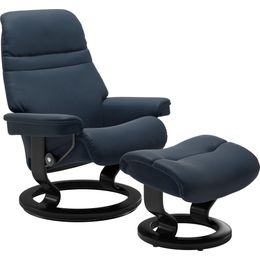 Fu&szlig;hocker stressless, B:57cm H:39cm T:40cm, blau, Leder BATICK: BATICK ist ein leicht korrigiertes, durchgef&auml;rbtes und genarbtes M&ouml;belleder, bei dem