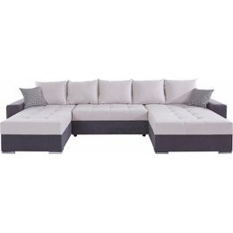 Wohnlandschaft Collection AB, B:333cm H:84cm T:161cm, silber, 100% Polyester, Sofas, "Josy XXL U-Form, B: 333 cm, mit 2 Recamieren 77 & 97 cm", mit