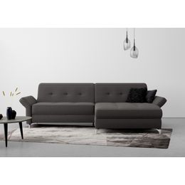 Ecksofa Home Affaire, B:284cm H:89cm T:179cm, grau, 100% Polyester, Wohnzimmer, Sofas, "Maredo L-Form", Federkern, wahlweise auch mit Kopfteil- und