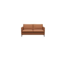 2-Sitzer FLEXLUX, B:149cm H:85cm T:92cm, braun, 100% Echteder, Sofas, "Fiore, super Sitzkomfort durch Kaltschaum im Sitz", schmale Armlehnen, F&uuml;&szlig;e