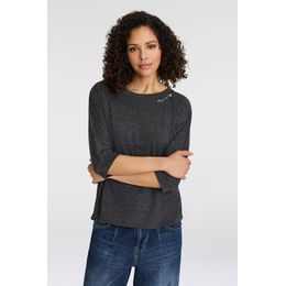 Ragwear Damen 3/4-Arm-Shirt "SHIMONA CORE", grau, Gr. XS, unifarben, Single Jersey, Obermaterial: 50% Polyester, 38% Baumwolle, 12% Viskose, Shirts,