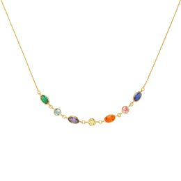 Luigi Merano Damen Collier "mit farbigen Zirkonia, Gold 585", 45cm, Gelbgold 585, bunt, Gelbgold 585, Halsketten