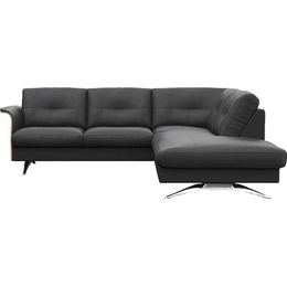 Ecksofa FLEXLUX, B:236cm H:81cm T:224cm, schwarz, 100% Echteder, Wohnzimmer, Sofas, "Glow, super bequem durch hochwertigem Sitzaufbau mit Federkern,