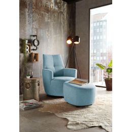 Relaxsessel, B:80cm H:96cm T:88cm, blau, SET ONE BY Musterring, Luxus-Microfaser (Chenille)100% Polyester, Wohnzimmer, Sessel, "SO 1450", mit Dreh-