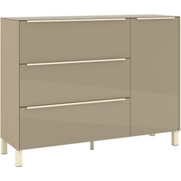 Sideboard, B:137cm H:106cm T:42cm, beige, SET ONE BY Musterring, Glas, Holzwerkstoff, Wohnzimmer, Sideboards, "Reno", Mit Vierkantfu&szlig; in diversen