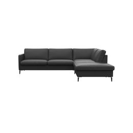 Ecksofa FLEXLUX, B:266cm H:85cm T:225cm, schwarz, 100% Echteder, Wohnzimmer, Sofas, "Fiore, super Sitzkomfort durch Kaltschaum im Sitz, L-Form",