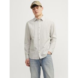 Jack & Jones JACK & JONES Herren Langarmhemd "JJESUMMER LINEN BLEND SHIRT LS SN", braun, Basic, Gr. XS, unifarben, Twill, Obermaterial: 73% Baumwolle, 27% Leinen,