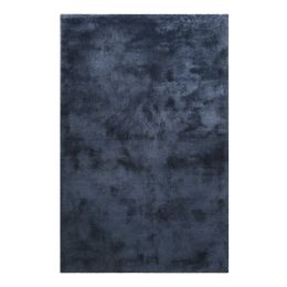 Teppich HOMIE LIVING, B:80cm H:25mm L:150cm, blau, Polyester, Wohnzimmer, Teppiche, "Pisa", Hochflor, Microfaser, uni, weich, Shaggy, Wohnzimmer,