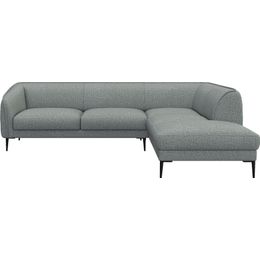 Ecksofa FLEXLUX, B:268cm H:74cm T:209cm, blau, 62% Polyester/17%Cotton/14%Viscose/7%linen, Wohnzimmer, Sofas, "Belle Designsofa, L-Form, B/T 268/209