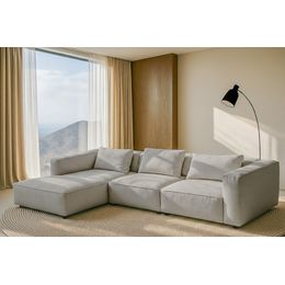 Ecksofa Home Affaire, B:317cm H:73cm T:166cm, beige, 94% PES 6% NY, Wohnzimmer, Sofas, "Tvinnet", Breite 317 cm, extra tiefe Sitzfl&auml;che, kubisches