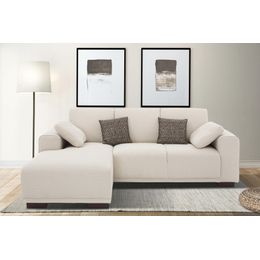 Ecksofa Home Affaire, B:234cm H:85cm T:162cm, beige, Struktur (100% Polyester), Luxus-Microfaser (100% Polyester), Luxus-Microfaser Lederoptik (100%