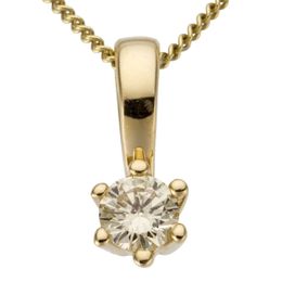Firetti Damen Kettenanh&auml;nger "Schmuck Geschenk Gold 750 Halsschmuck Anh&auml;nger Halskette Solit&auml;r", 0,15 LR = lupenrein, Diamanten Gelbgold 585, 0,5 g,