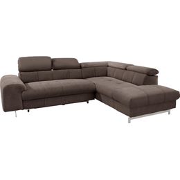 Ecksofa COTTA, B:262cm H:72cm T:206cm, braun, Chenille (90% Polyester, 10% Polyamid);Struktur (100% Polyester), Wohnzimmer, Sofas, "Chef L-Form", mit