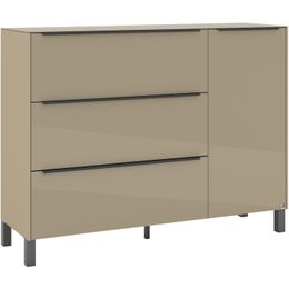 Sideboard, B:137cm H:106cm T:42cm, beige, SET ONE BY Musterring, Glas, Holzwerkstoff, Wohnzimmer, Sideboards, "Reno", Mit Vierkantfu&szlig; in diversen
