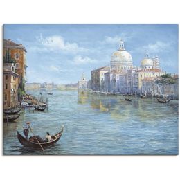 Leinwandbild Artland, B:120cm H:90cm, blau, Leinwand, Wohnzimmer, Bilder, "Venedig", auf Holzrahmen gespannt
