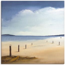 Leinwandbild Artland, B:70cm H:70cm, blau, Leinwand, Wohnzimmer, Bilder, "Am Strand entlang", auf Holzrahmen gespannt