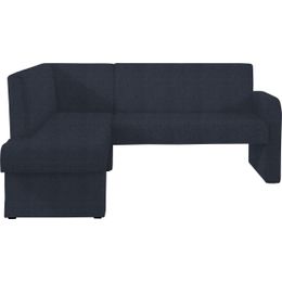 Eckbank Home Affaire, B:190cm H:89cm T:140cm, blau, Holzwerkstoff, Massivholz, Polyester, Esszimmer, Sitzb&auml;nke, "Umag", Sitz und R&uuml;cken gepolstert,