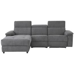Ecksofa Home Affaire, B:252cm T:164cm, grau, Webstoff (95% Polyester/5% Nylon), Wohnzimmer, Sofas, "Binado, L-Form", mit manueller oder elektrischer