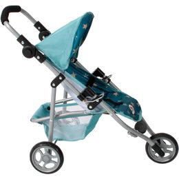 Bayer Chic 2000 CHIC2000 Kinder Puppenbuggy "Jogging-Buggy Lola", blau, Kunststoff, Metall, Stoff, B:33cm H:57cm T:70cm, Puppenwagen, mit klappbarem Verdeck