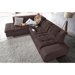 Sit & More Ecksofa SIT & MORE, B:280cm H:84cm T:227cm, braun, SOFTLUX-Kunstleder im Korpus, Sitz und R&uuml;cken in Softstruktur (80% Polyester, 20%