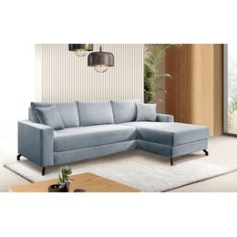 Ecksofa, B:247cm H:85cm T:162cm, blau, exxpo - SOFA FASHION, Wohnzimmer, Sofas, "Quattro schlicht & zeitlos, bequem, L-Form, B/T: 247/162 cm", mit