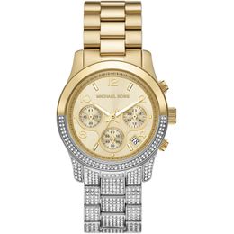 Michael Kors Damen Chronograph "RUNWAY", gold, Armbanduhren, Quarzuhr, Armbanduhr, Damenuhr, Stoppfunktion, Edelstahlarmband