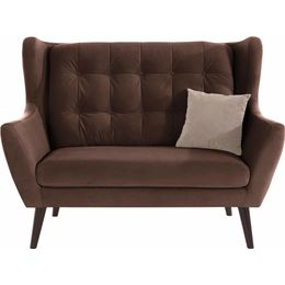 2-Sitzer Home Affaire, B:144cm H:107cm T:94cm, braun, Samtvelours (100% Polyester);Luxus-Microfaser (100% Polyester);Struktur (94% Polyester, 6%