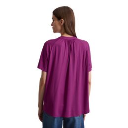 Marc O'Polo MARC O'POLO Damen Stehkragenshirtfresh berry, Gr. M, unifarben, Jersey, Obermaterial: 94% Viskose, 6% Elasthan, Shirts, mit Knopfleiste